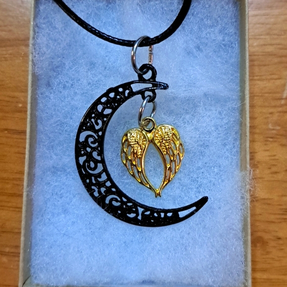 Jewelry | Crescent Moon Angel Wings Necklace | Poshmark